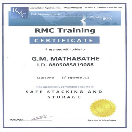 Certificate of Storage and Staking | PDF