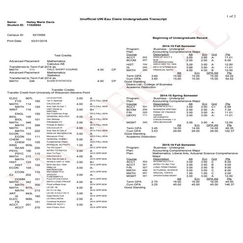 Hailey Davis Transcript | PDF