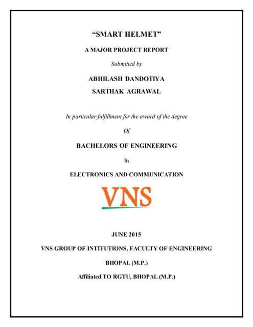 SMART HELMET (3).pptx | Computer Peripherals | Computing