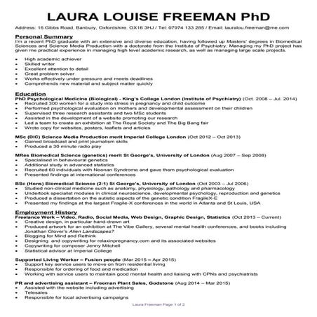 CV Laura Freeman June 2015 | DOC