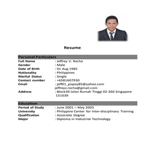 Resume...Singapore | DOCX
