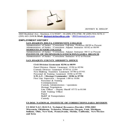 JEFFREY R HISLOP CV EXPERT WITNESS | DOCX