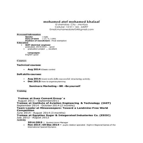 eng mohamed cv | DOCX