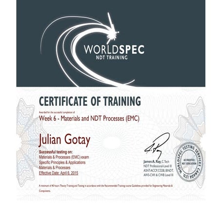 Materials & Process Certificate of Completion | PDF