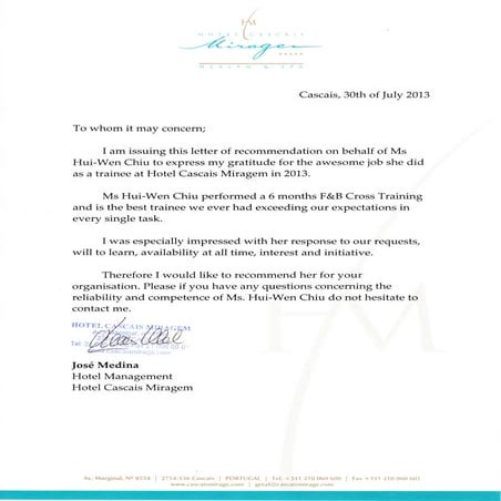 Recommandation Letter | PDF