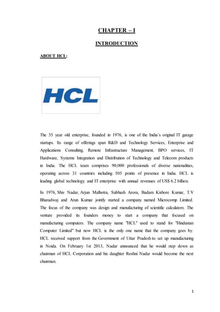 HCL Technology PPT( overview) | PPTX | Computer Software and Applications | Computing