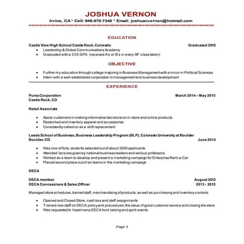 Joshua Resume | DOCX