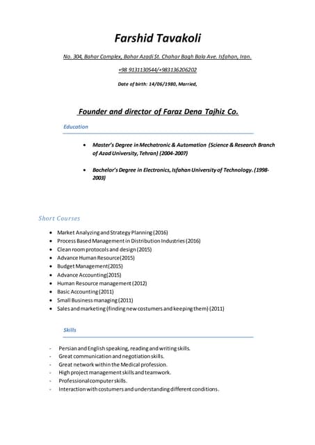 Farshid Tavakoli presentations