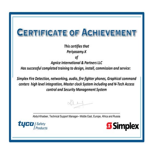 SIMPLEX Fire Detection and Alarm Certificate | PDF