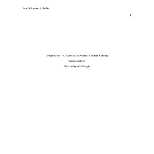Sex Selection In India Hdfs 4610 Bachtel Linkedinprofile 1 Pdf