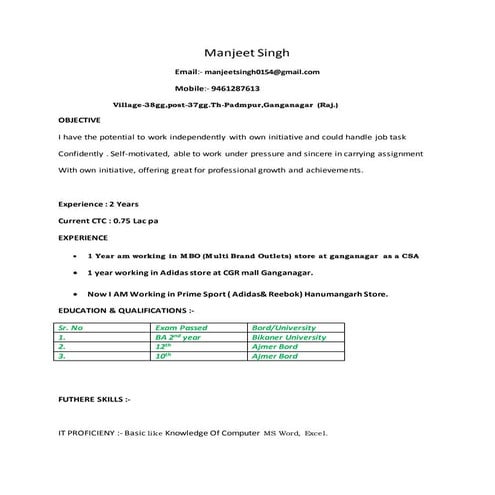 vinod Resume. docx | DOCX