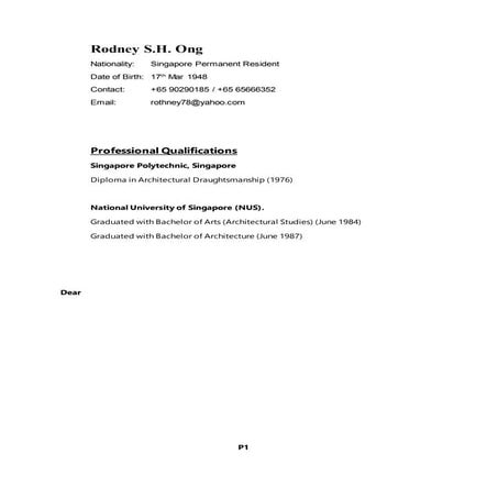 Rodney Ong Swee Huat CV. - 2th. December, 2014. | DOCX