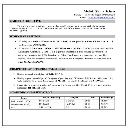 Bd jobs (currivulam vita (cv) | DOC