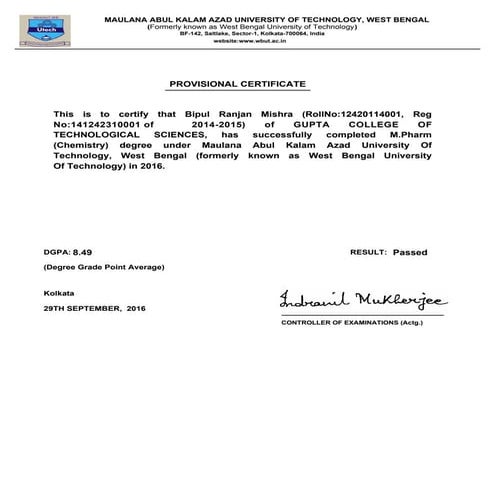 ProvisionalCertificatePG_BIPUL | PDF