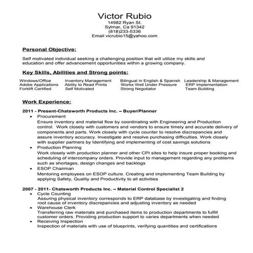 Victor's resume 2015 | DOC