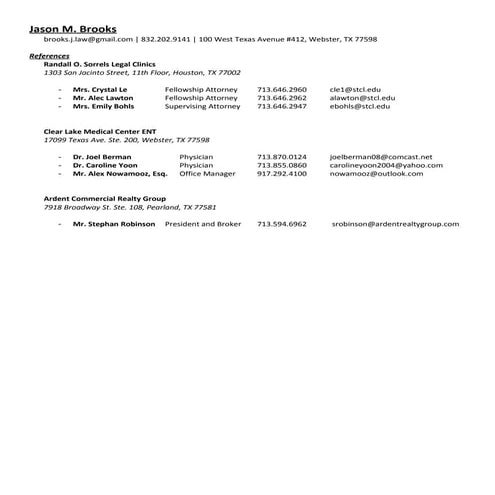 Jason Brooks - References | DOC