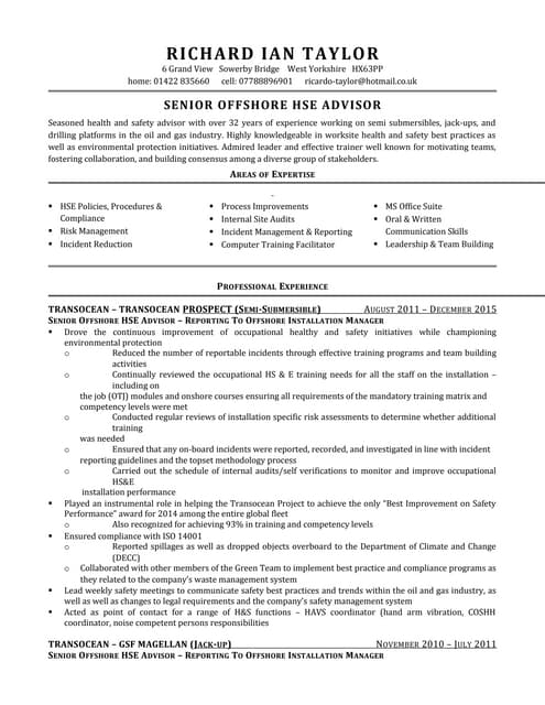 Aramco Approved HSE-M CV | PDF
