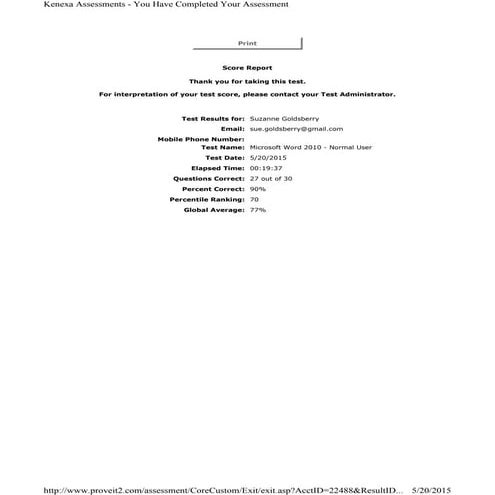 Most current Word test results | PDF