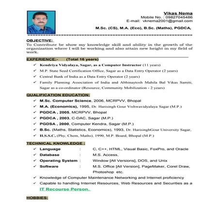 Resume Vikas Nema | PDF