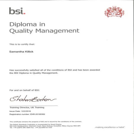 Diploma in Quality Management | PDF