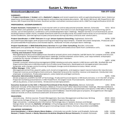 WESTON CSM resume | DOCX | Business | Business and Finance