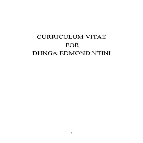 Curriculum vitae for Dunga Edmond Ntini | DOCX | Education