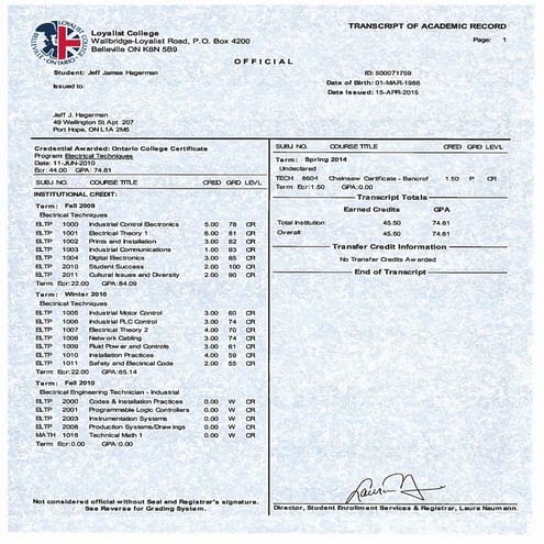 College Transcript | PDF