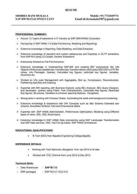 Radha Rani SAP(PP/QM) Consultant | PDF