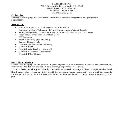 ManishaShah resume.2015