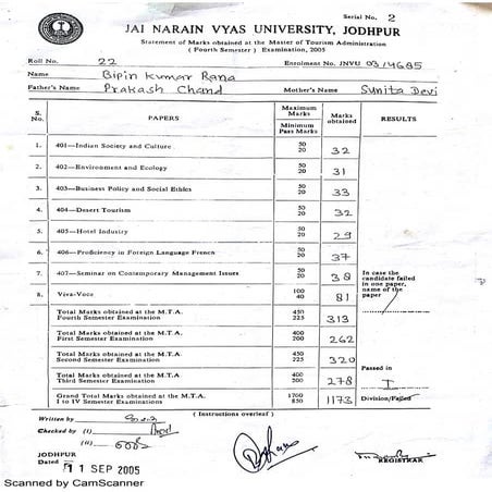 mta marksheet final | PDF