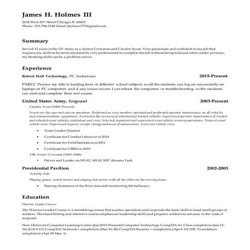 Holmes Resume II | DOCX