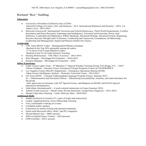Rex Resume 2015-2016 | PDF
