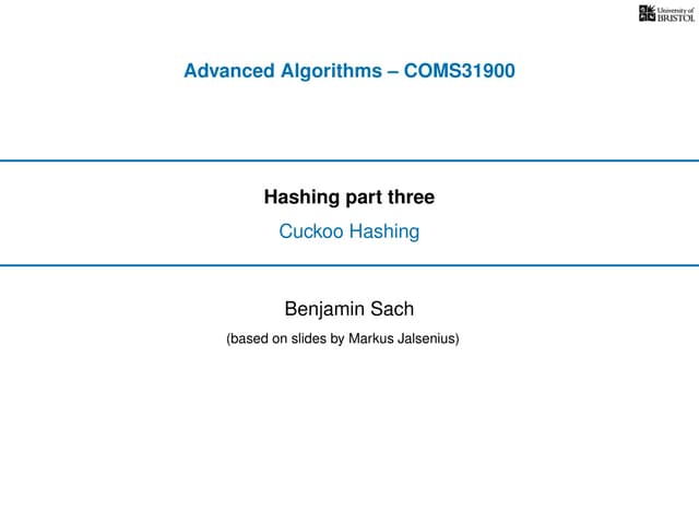 Hashing Part Two Cuckoo Hashing Pdf Databases Computer Software 7497