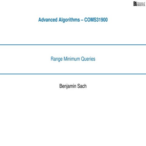 Range Minimum Queries Ppt