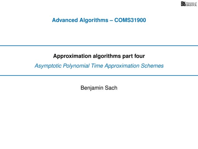 Approximation Algorithms Part Four Aptas Ppt