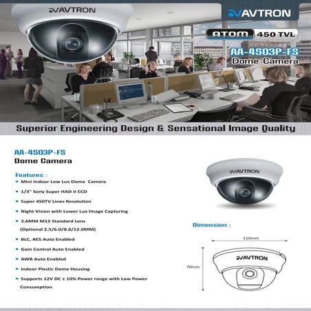Avron Dome CCTV Camera Aa 4503 p-fs-datasheet | PDF