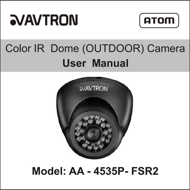 Avtron IR Dome CCTV Camera Aa 4533 p-fsr2-datasheet | PDF