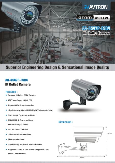 Avron Dome CCTV Camera Aa 4503 p-fs-datasheet | PDF