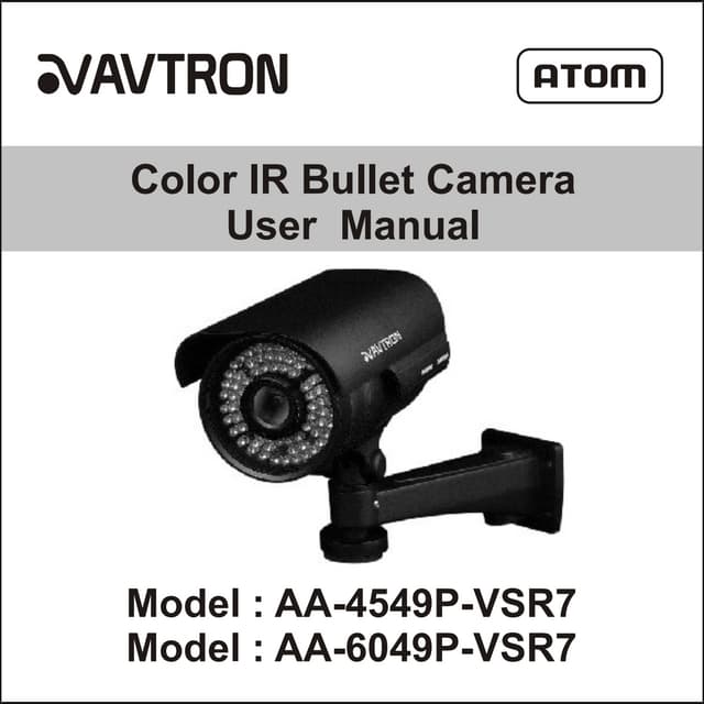 Avtron IR Bullet Camera Aa 4549 p-6049-vsr7-manual | PDF
