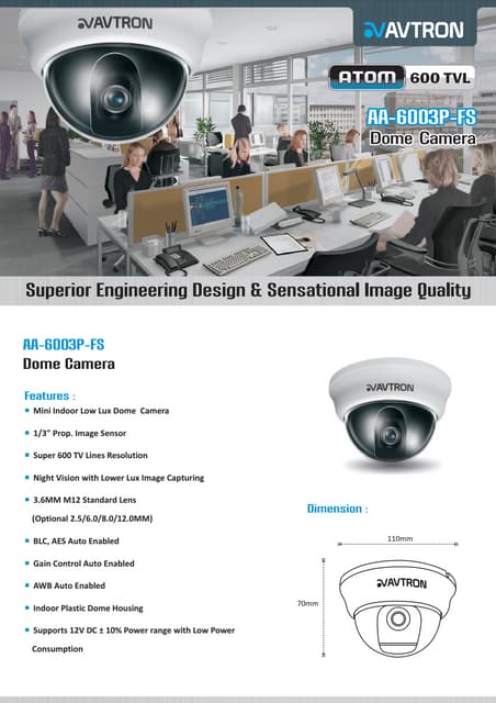 Avtron IR bullet CCTV Camera Aa 4547 p-fsr4-datasheet | PDF