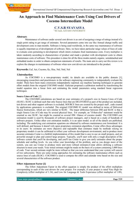 Constructive Cost Model - II (COCOMO-II) | PPT