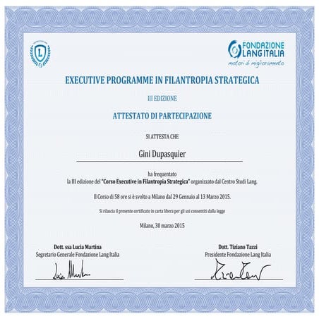 attestato fondazione lang