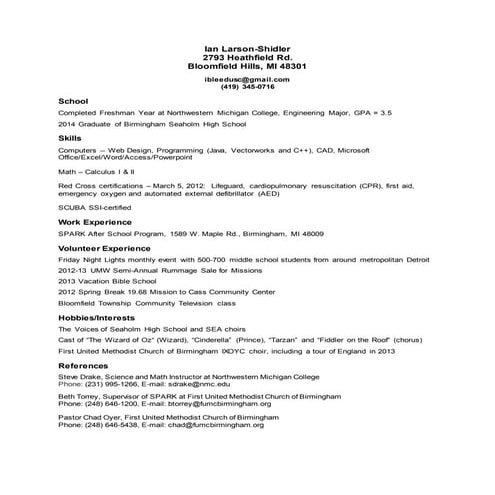 Resume - Ian Larson-Shilder | PDF