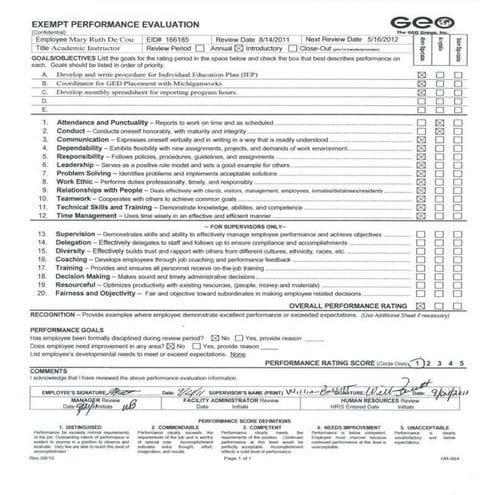 Performance Evaluations from GEO | DOCX