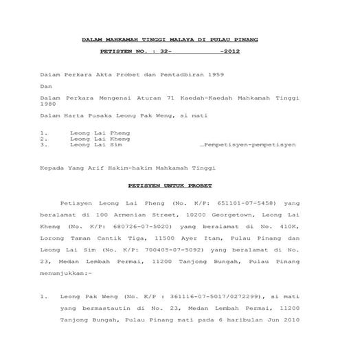 Petition for probate | DOC