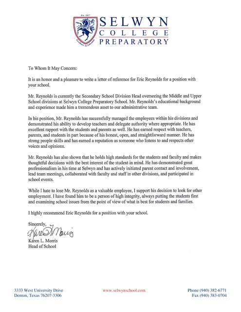 ER Letter of Rec + Signature | PDF