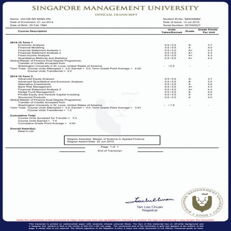 Masters - SMU - Transcript - Color | PDF