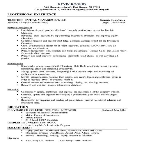 Kevin Rogers Resume. | DOCX