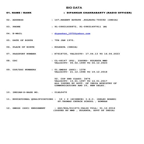 CV- RADIO OFFICER | DOC