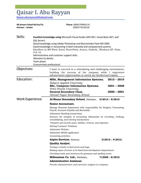 Ahmad Abbas - C V | PDF